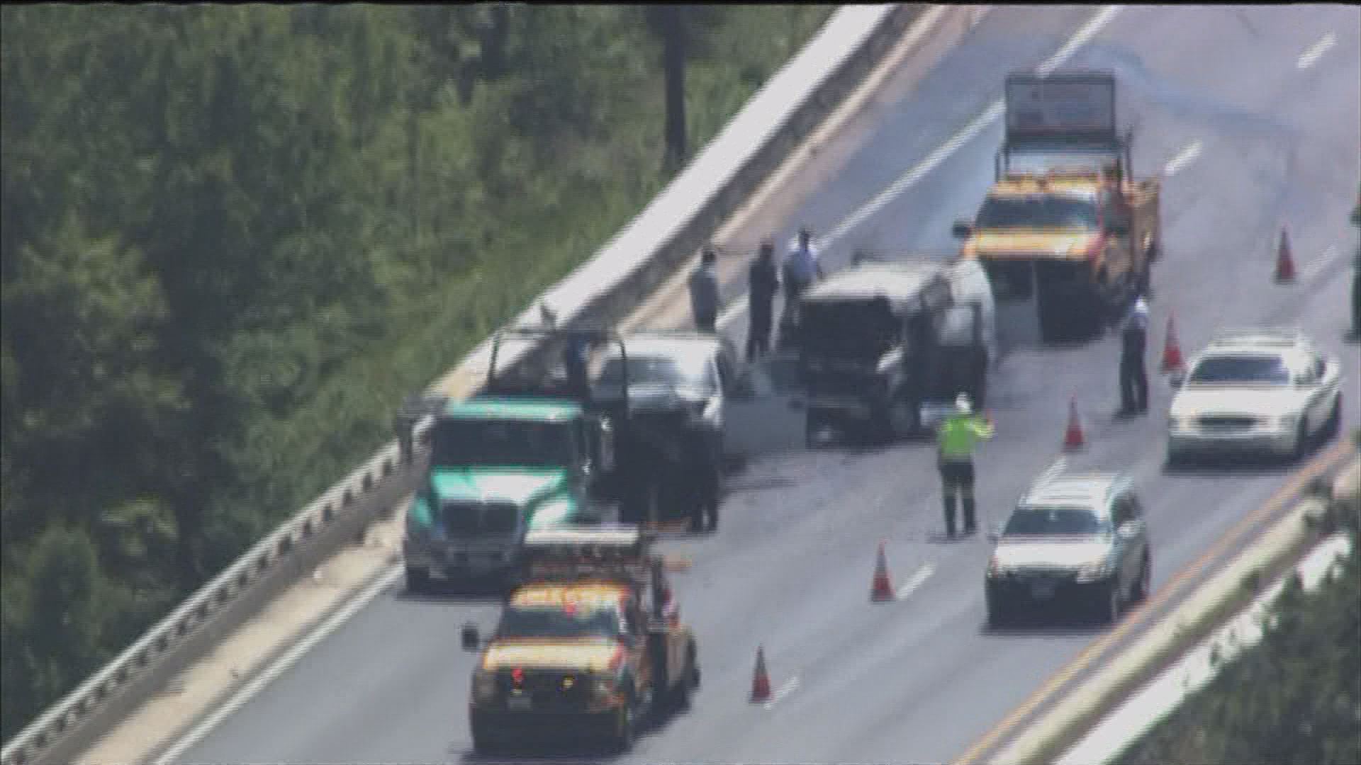 Northbound BW Pkwy closed for 7 car crash with fire | wusa9.com