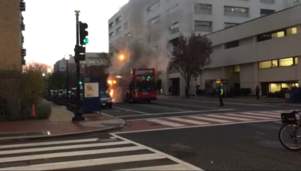 Double-decker bus catches fire near Foggy Bottom Metro station | wusa9.com